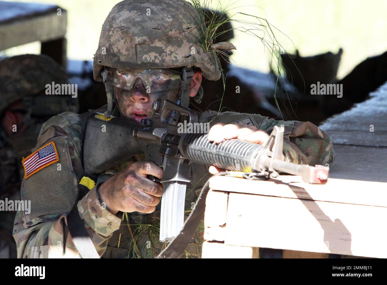 Basic Combat Training Field Training Exercise with weapons and face ...