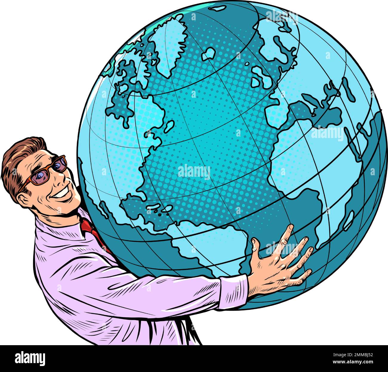 Young man earth in hand Stock Vector Images - Alamy