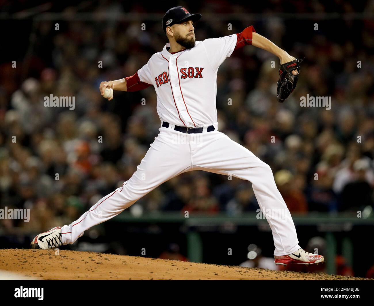 Boston Red Sox relief pitcher Matt Barnes throws against the Houston ...
