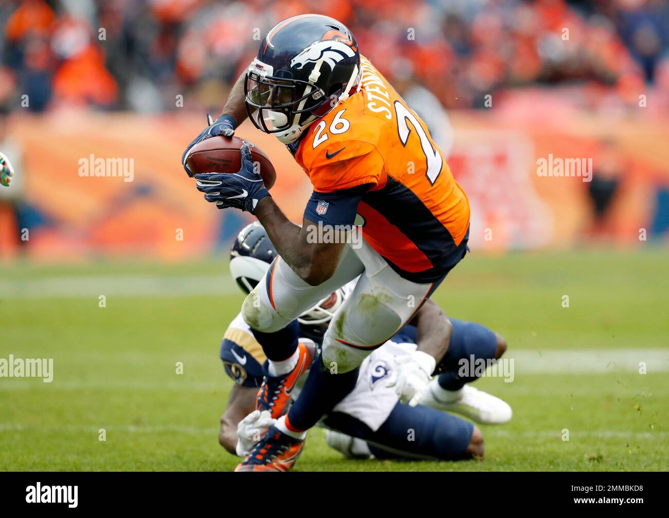 Denver Broncos strong safety Darian Stewart (26) intercepts a pass ...