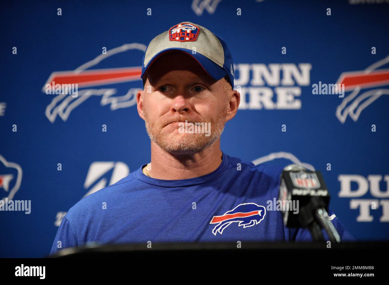 Buffalo Bills head coach Sean McDermott talks with the media following ...