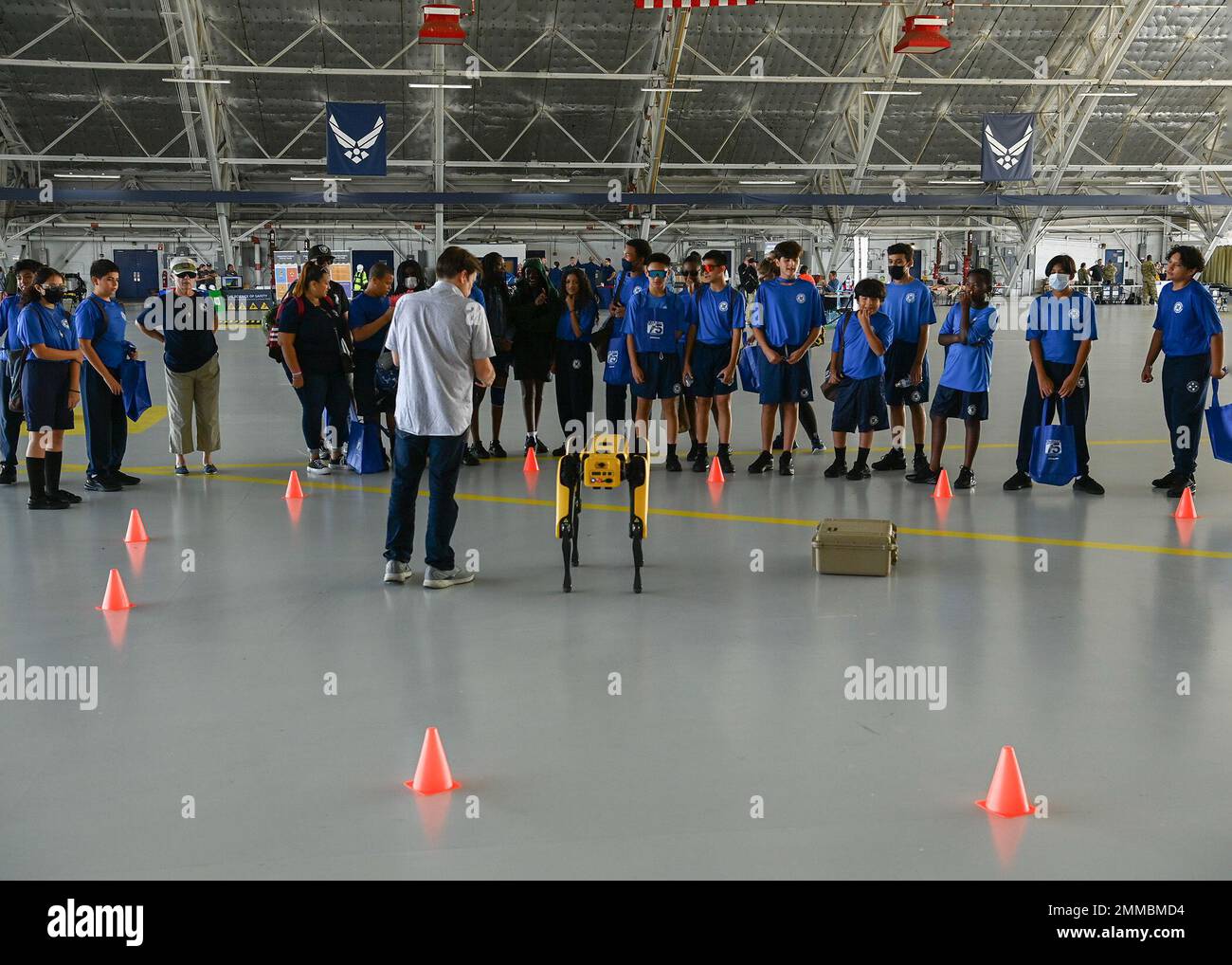 Guests line-up to view a STEAM demonstration at the Joint Base Andrews ...
