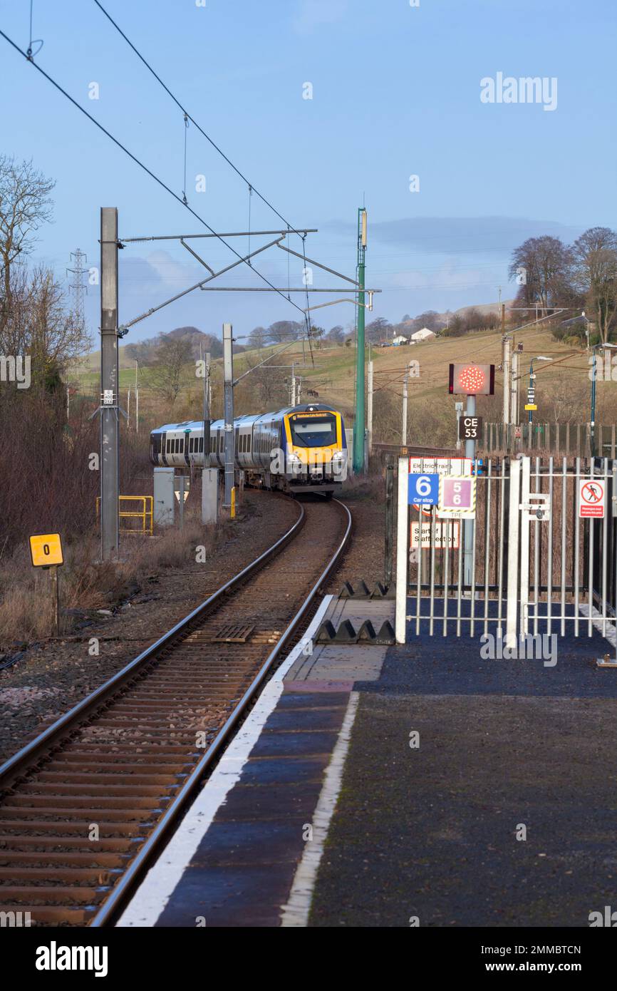 Northern Rail CAF class 195 train 195107 arriving at Oxenholme the Lake ...