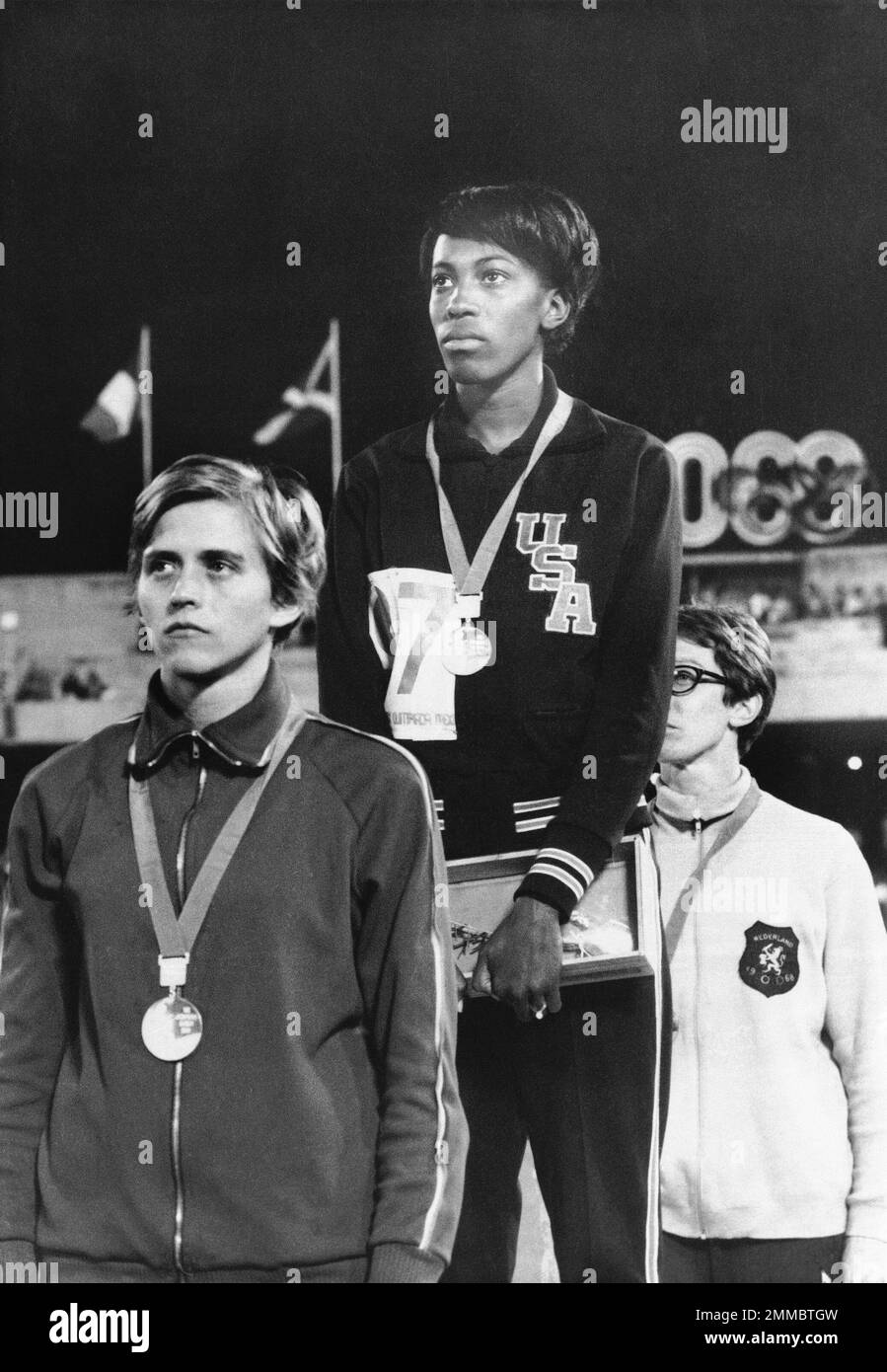 FILE - In this Oct. 19, 1968, file photo, Madeline Manning, center, of ...