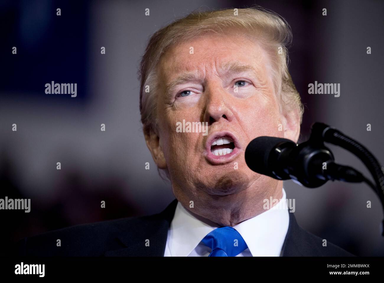 President Donald Trump speaks at a rally at Alumni Coliseum in Richmond ...