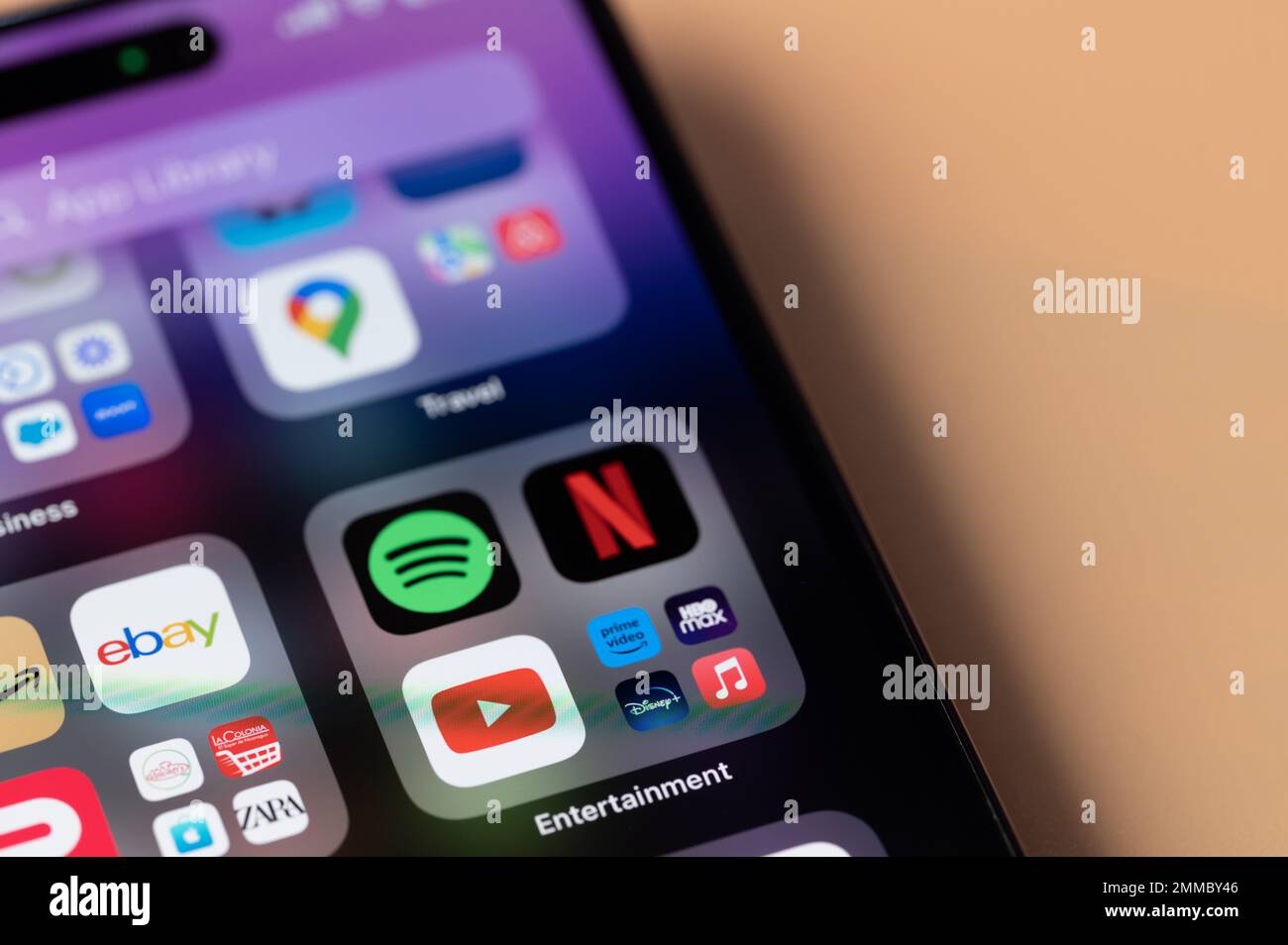 New york, USA - January 28, 2022:Entertainment app on iphone 14 pro in ...