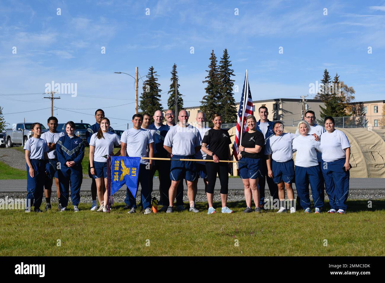 U.S. Airmen assigned to the 354th Logistics Readiness Squadron pose for ...