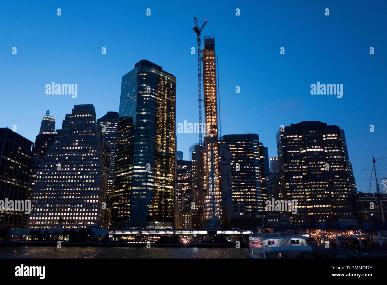 Construction continues on 1 Seaport, center, an apartment tower in New ...