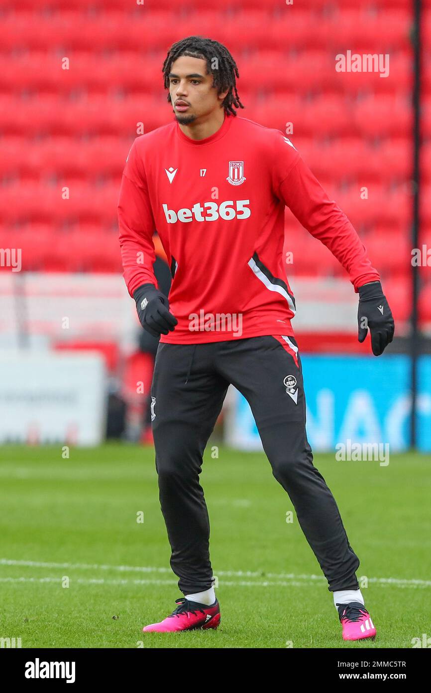 Ki-Jana Hoever #17 of Stoke City during the pre-game warm up ahead of ...
