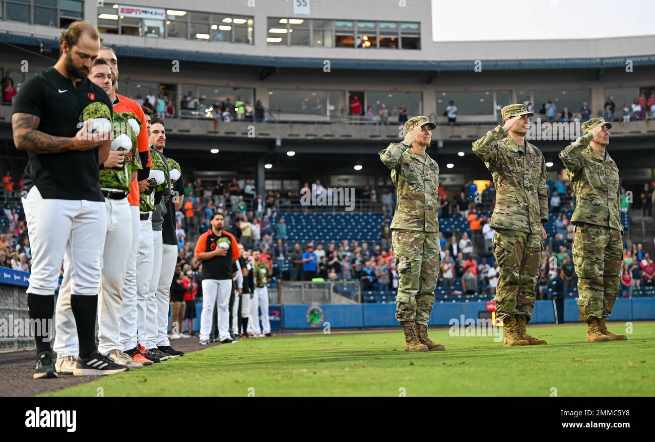 U.S. Air Force Col. Lisa Mabbutt, left, 633d Mission Support Group ...