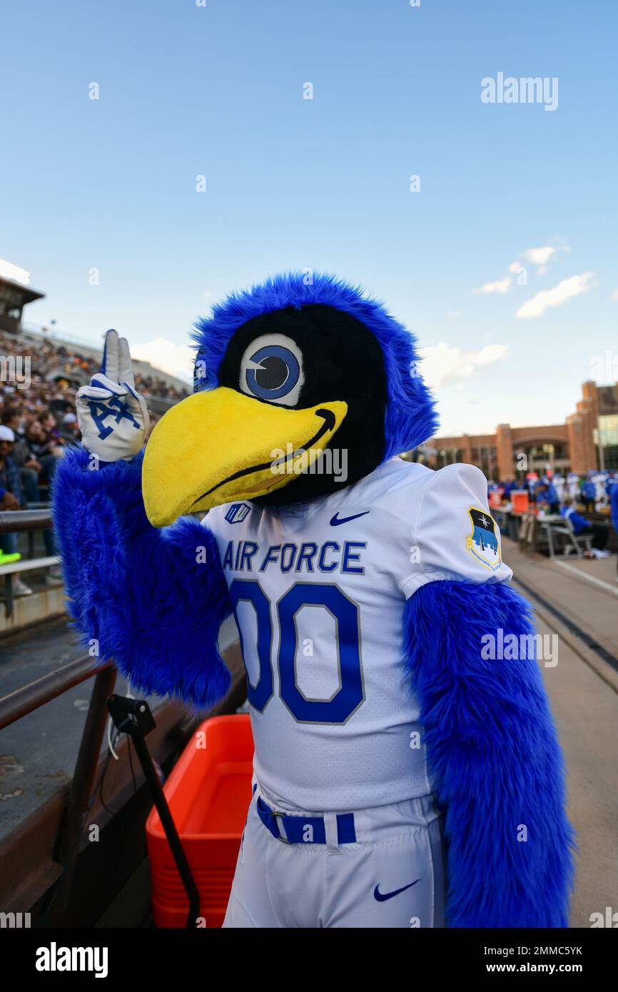 The Bird, the Air Force Academy’s mascot, cheers for the academy at a ...