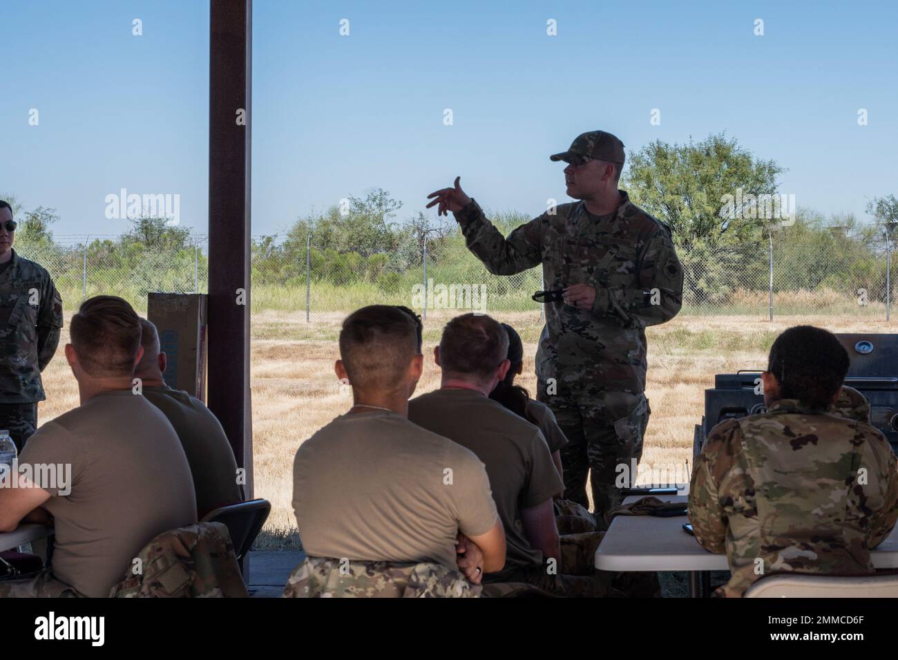 U.S. Airmen assigned to the 355th Maintenance Group attend an event led ...