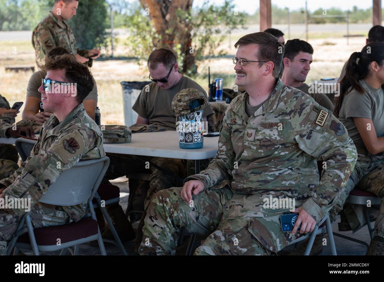 U.S. Airmen assigned to the 355th Maintenance Group attend an event led ...