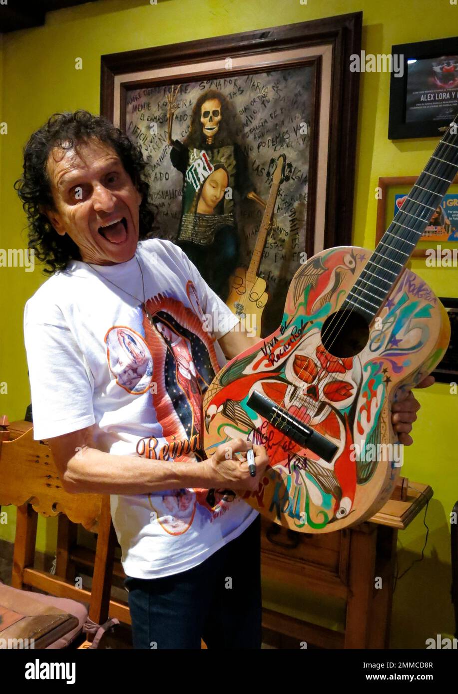 In this Oct. 4. 2018 photo, Mexican rocker Alex Lora poses with his ...