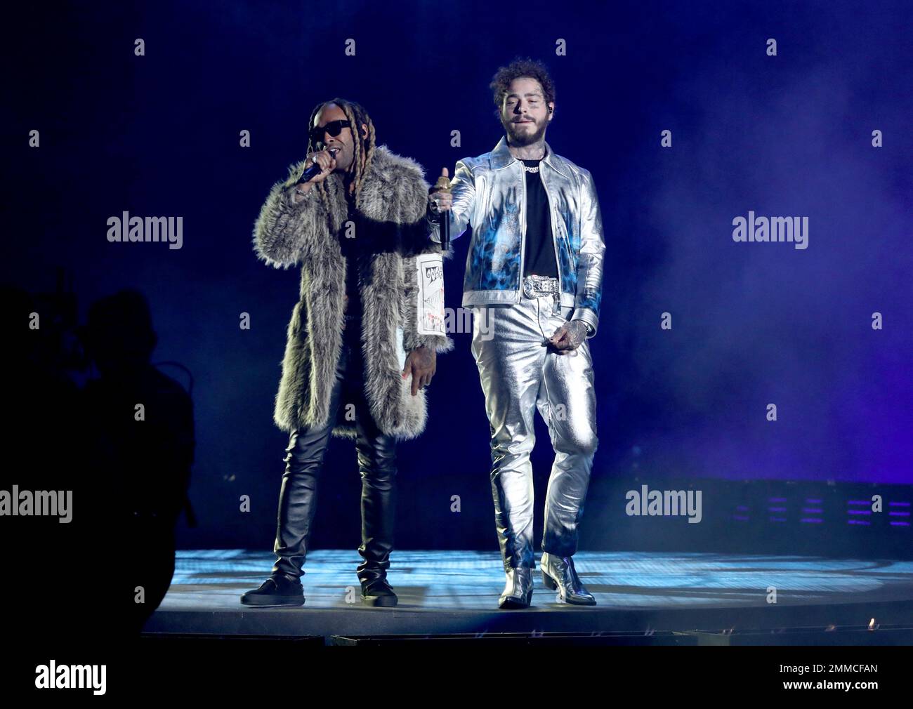 Post Malone, left, and Ty Dolla $ign perform at the American Music ...