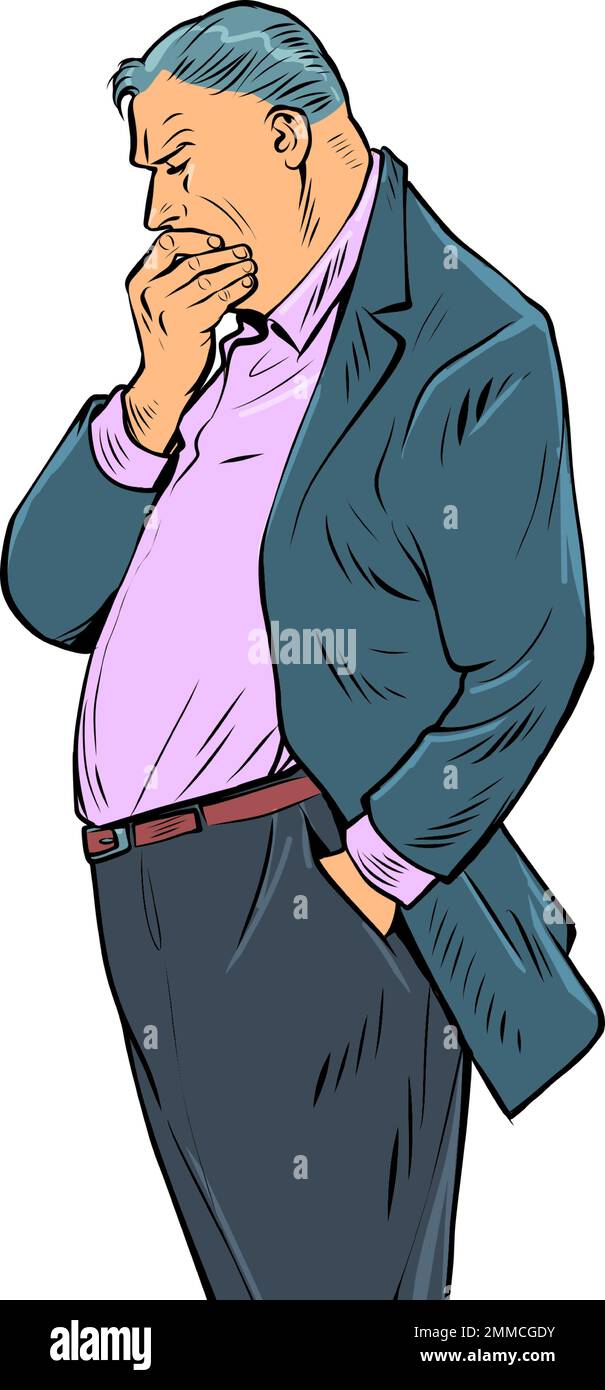 The businessman thought. The boss is standing and thinking. Difficult ...