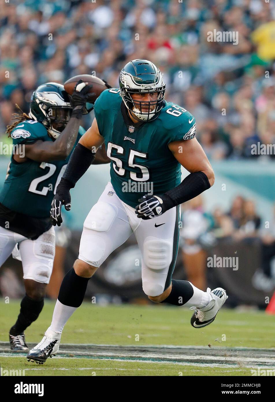 Philadelphia Eagles offensive tackle Lane Johnson pulls to block ...
