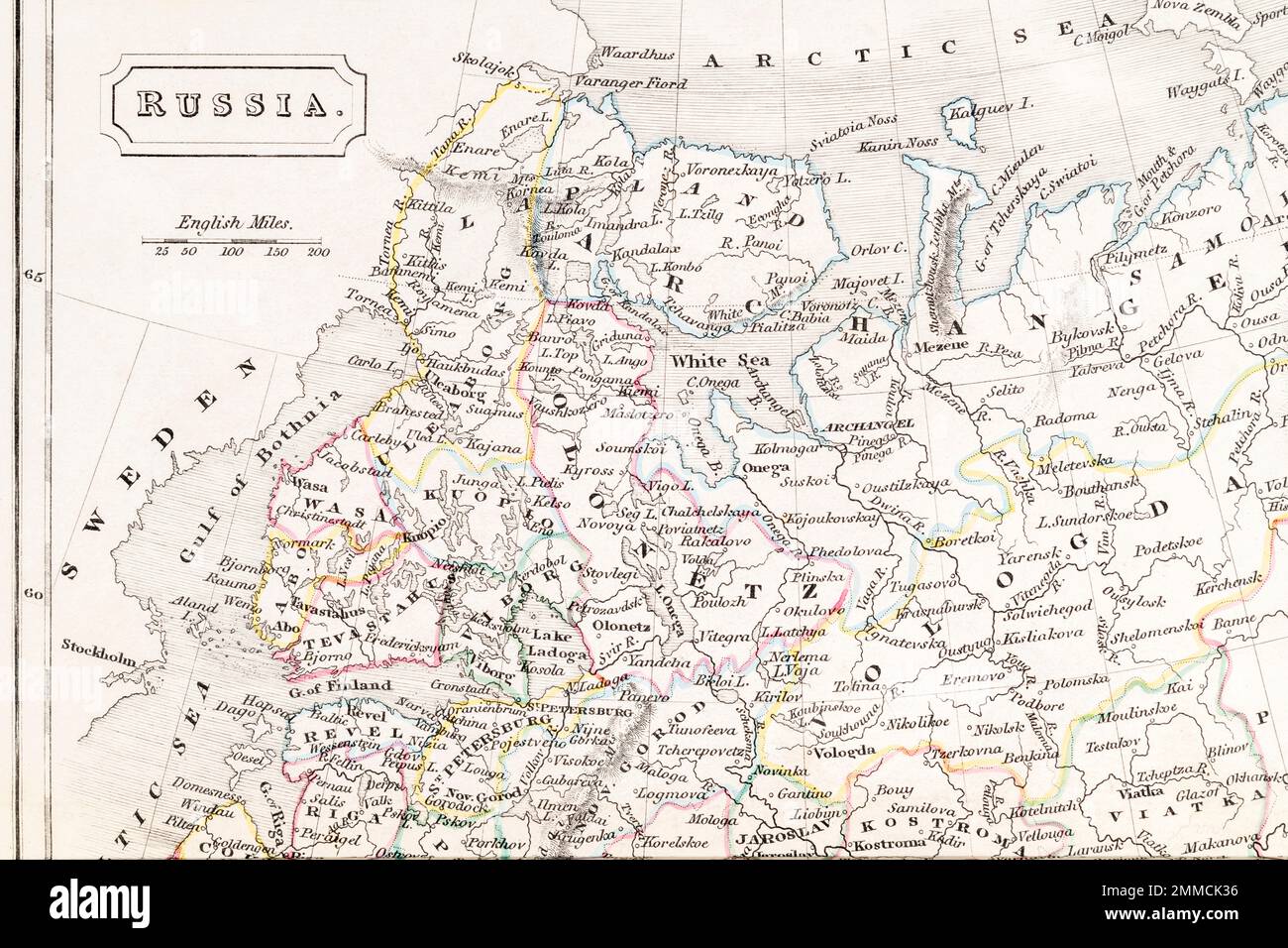 1830s Atlas map of Finland and surrounding Baltic states. For Finland ...