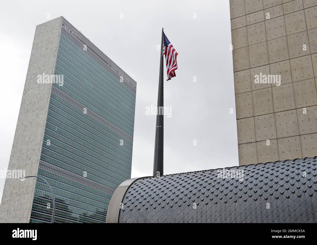 An American flag flies over the United States Mission to the United ...