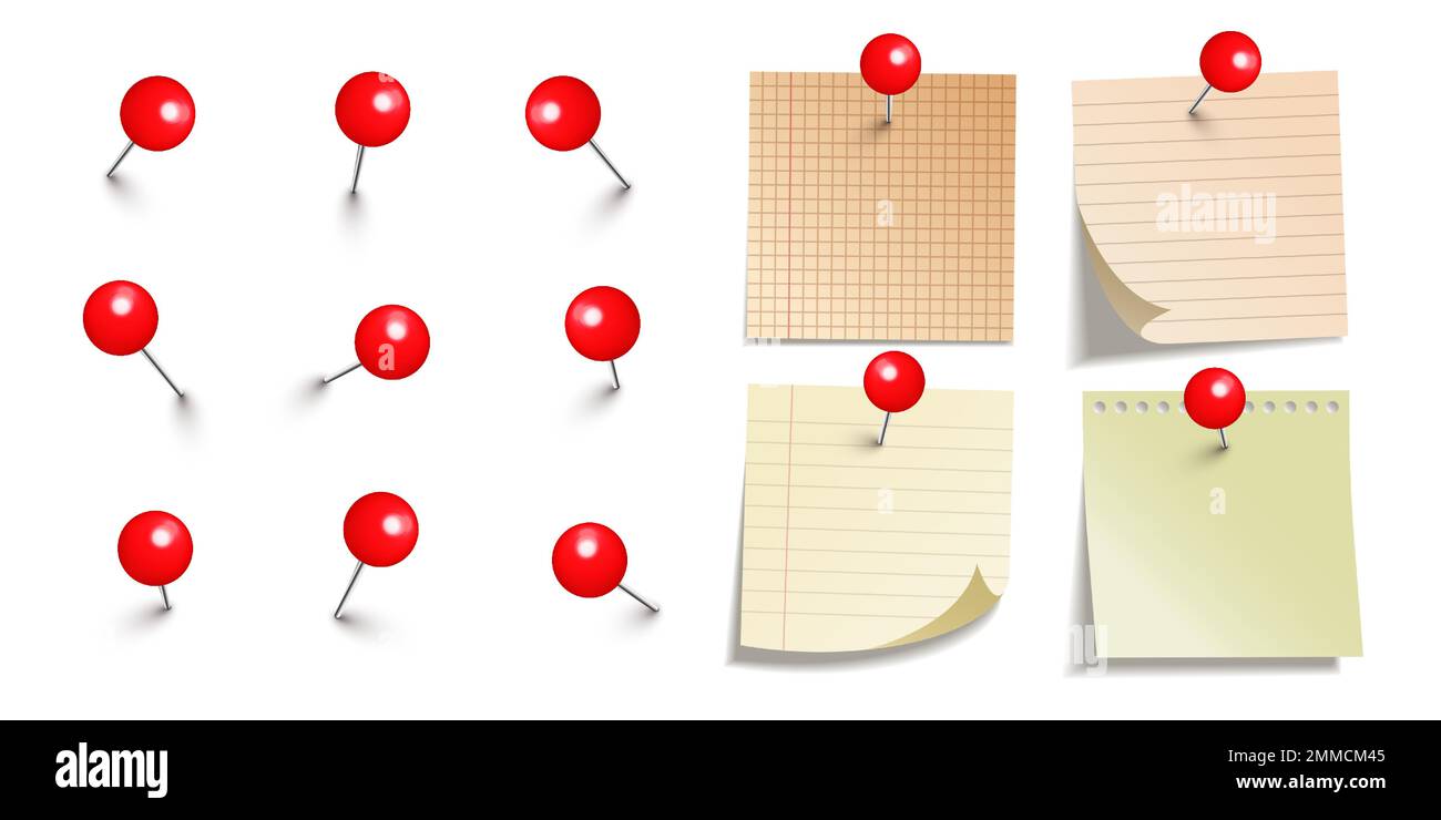 Realistic blank sticky notes isolated on white background. Brown sheets ...