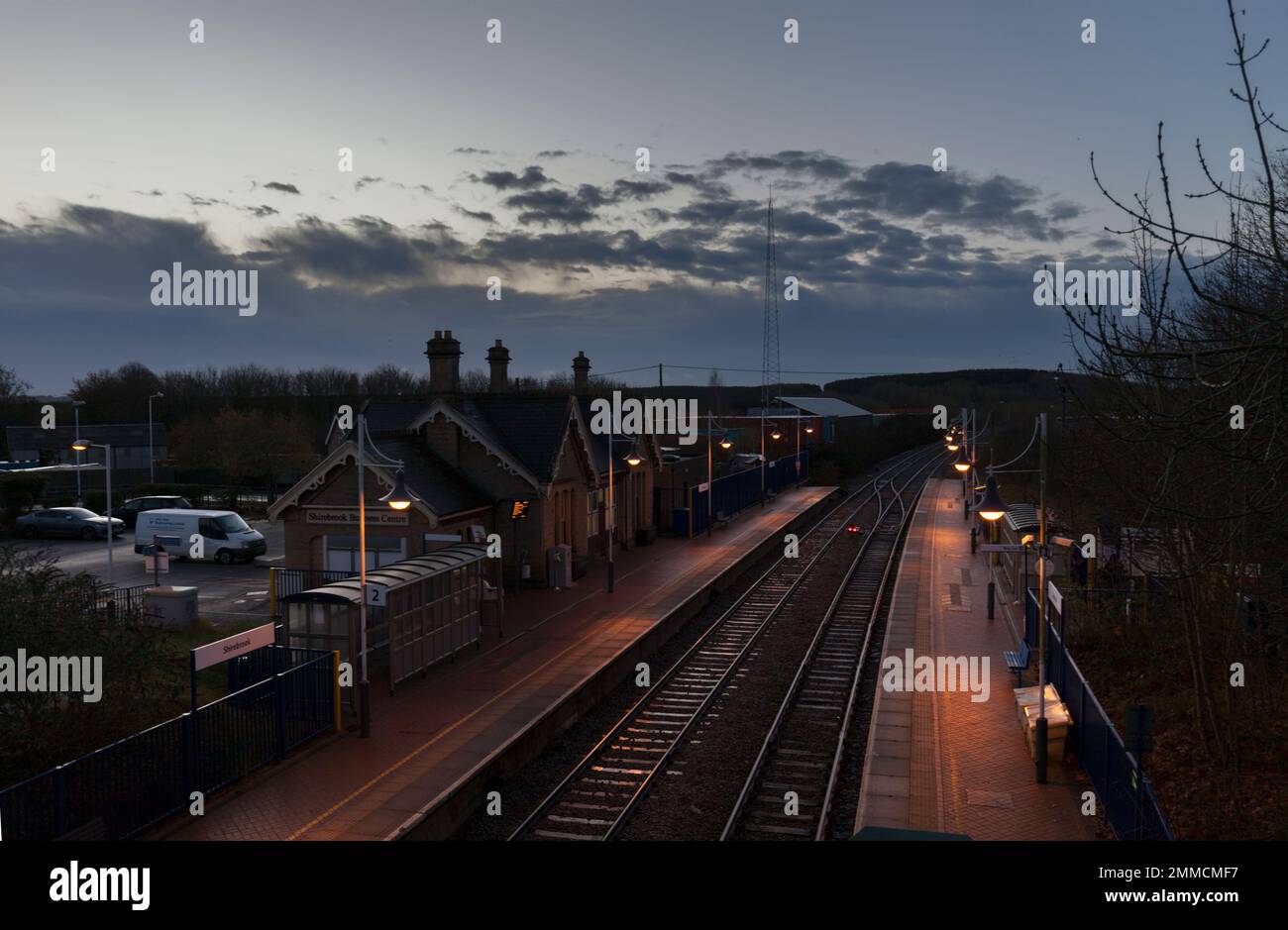 Empty Shirebrook railway station on the Robin Hood line ...