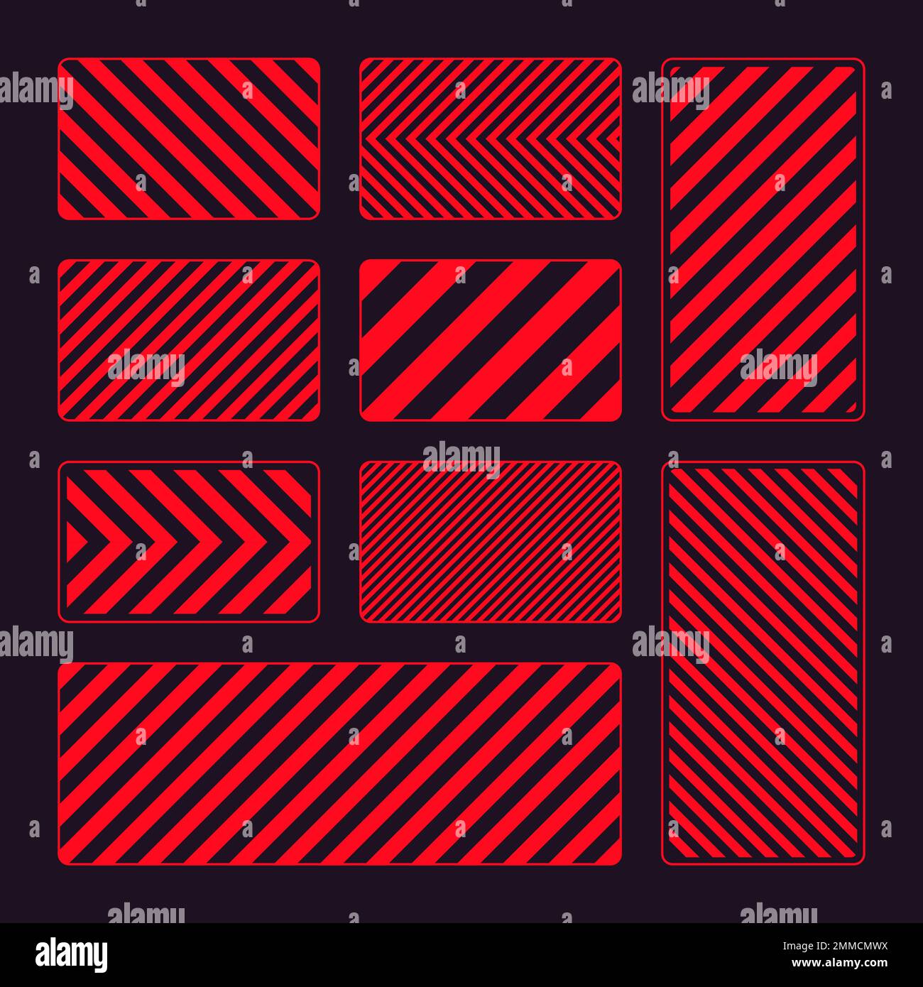 Various red warning signs with diagonal lines. Attention, danger or ...