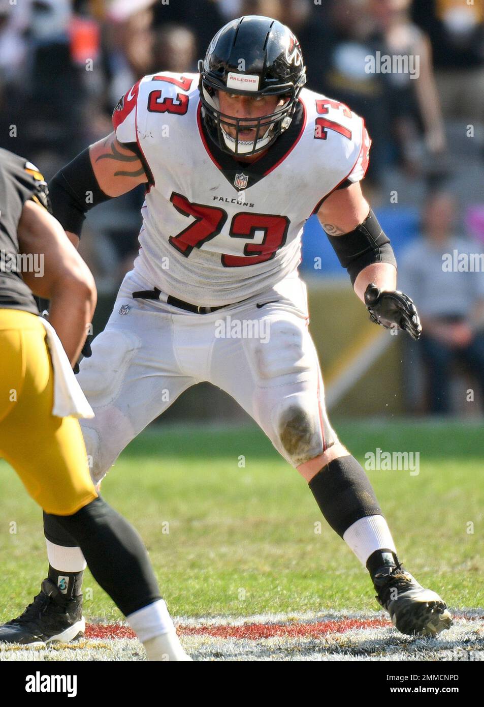 Atlanta Falcons offensive tackle Ryan Schraeder (73) plays against the ...