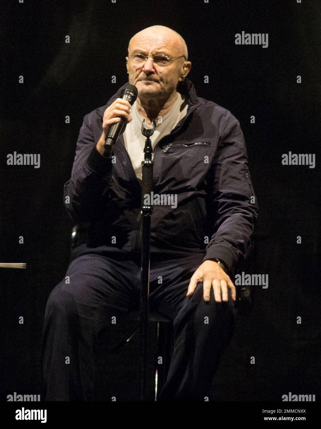 Phil Collins performs in concert during his "Not Dead Yet Tour" at The ...