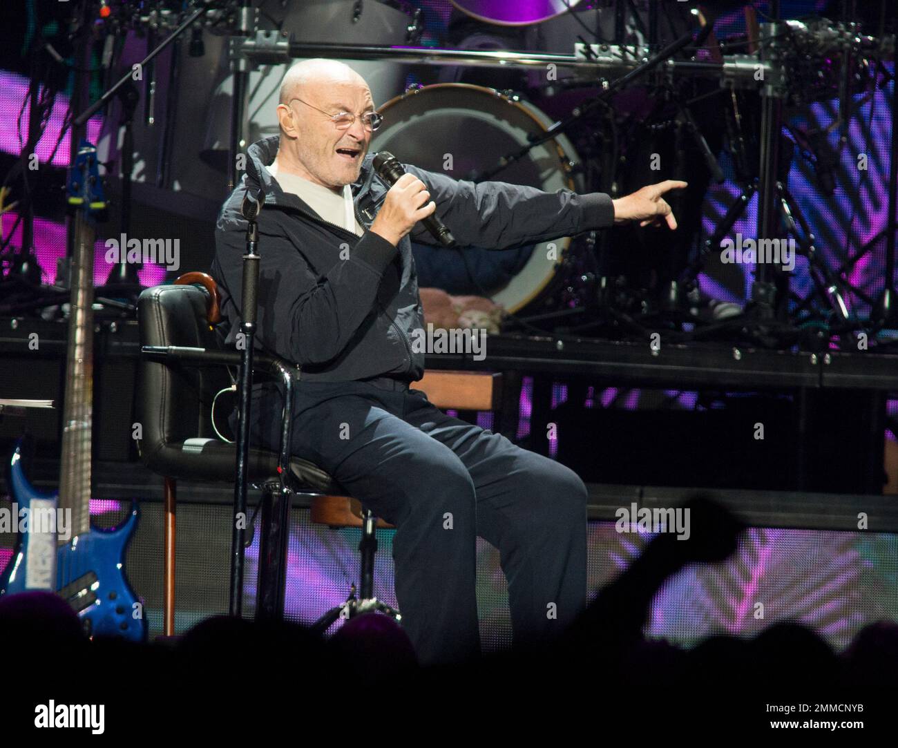 Phil Collins performs in concert during his "Not Dead Yet Tour" at The ...