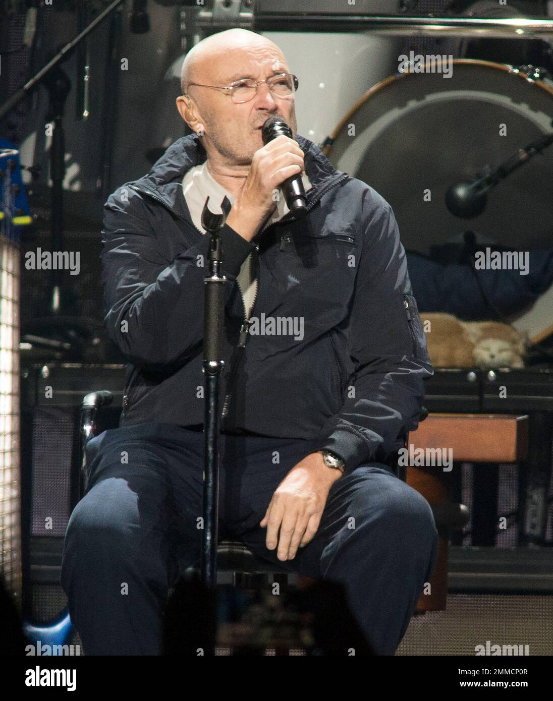 Phil Collins performs in concert during his "Not Dead Yet Tour" at The ...