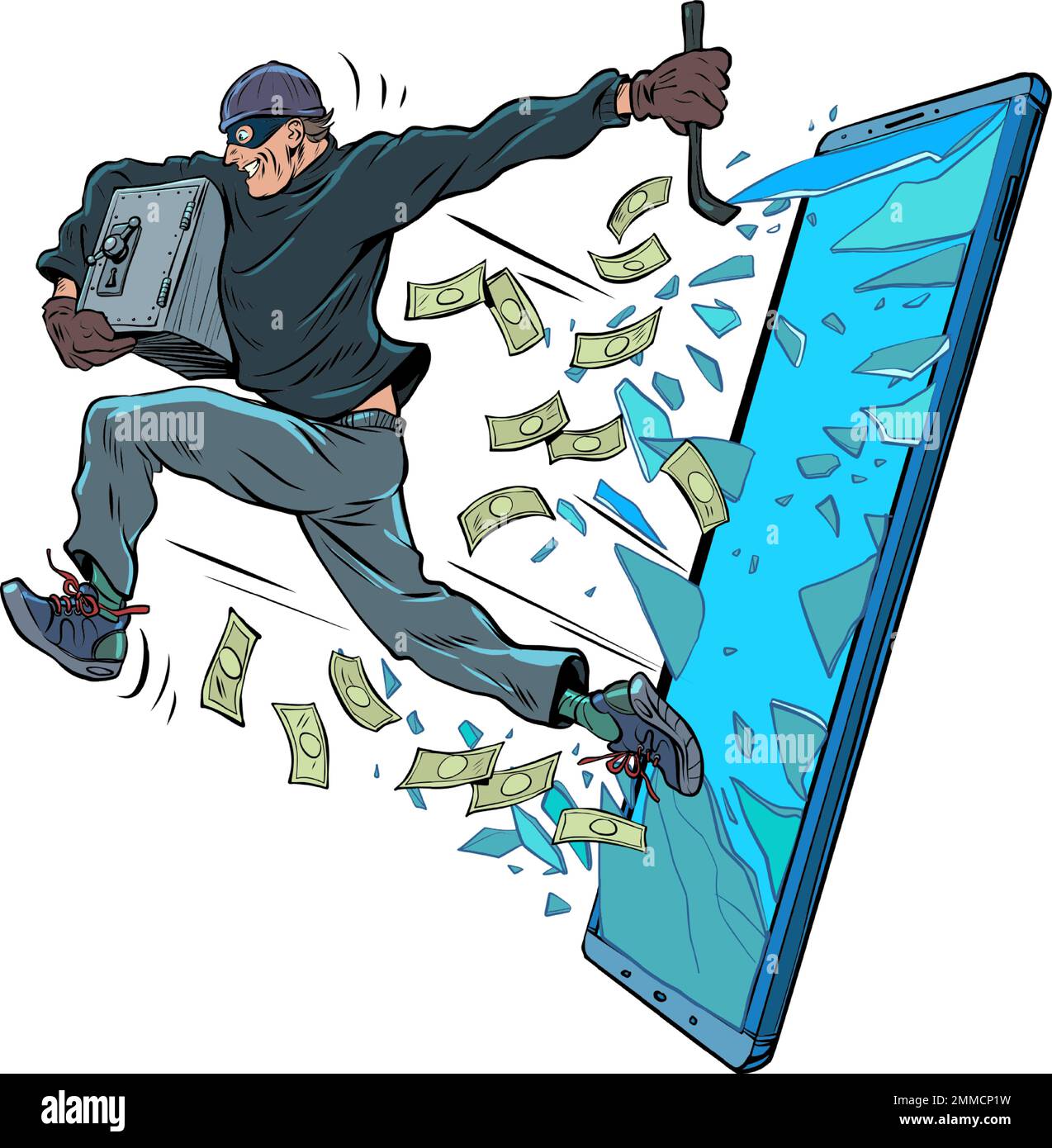 A thief steals electronic money through a smartphone. Internet fraud ...