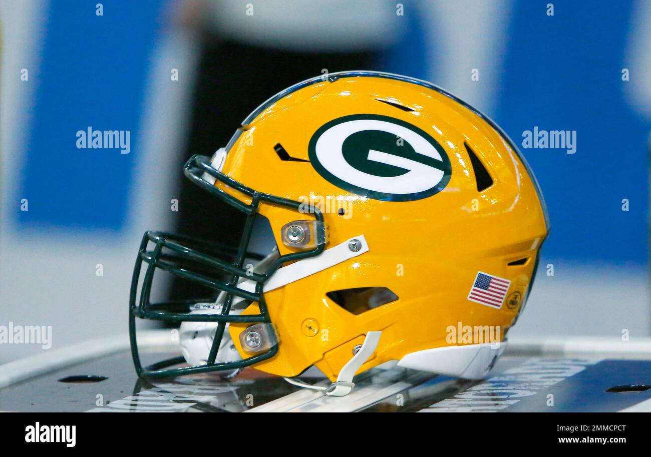 A Green Bay Packers helmet during pregame of an NFL football game ...