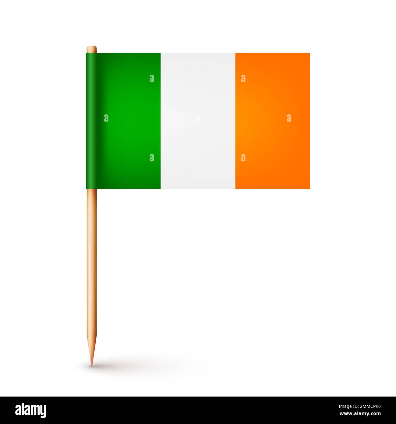 Realistic Irish toothpick flag. Souvenir from Ireland. Wooden toothpick ...