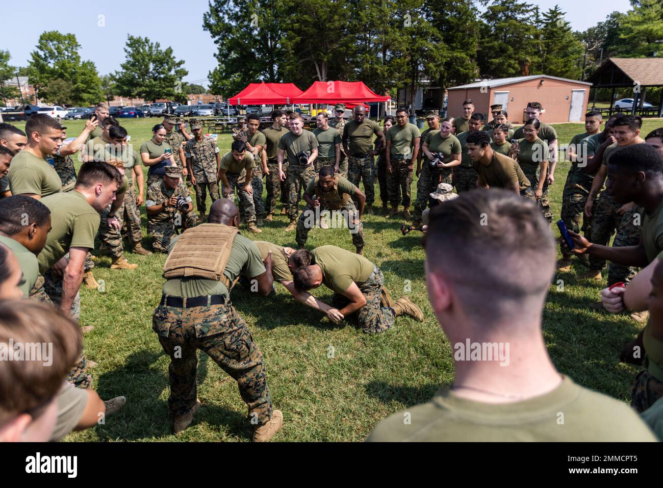 U.S. Marines compete in a grappling event during the Security Battalion ...