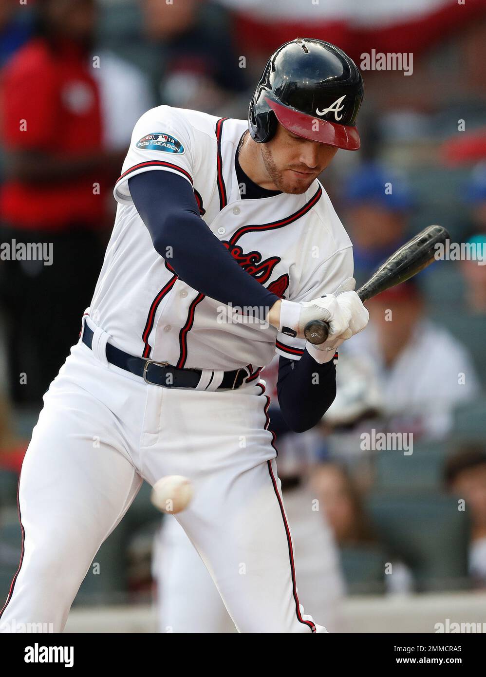 Atlanta Braves first baseman Freddie Freeman (5) misses a pitch against ...