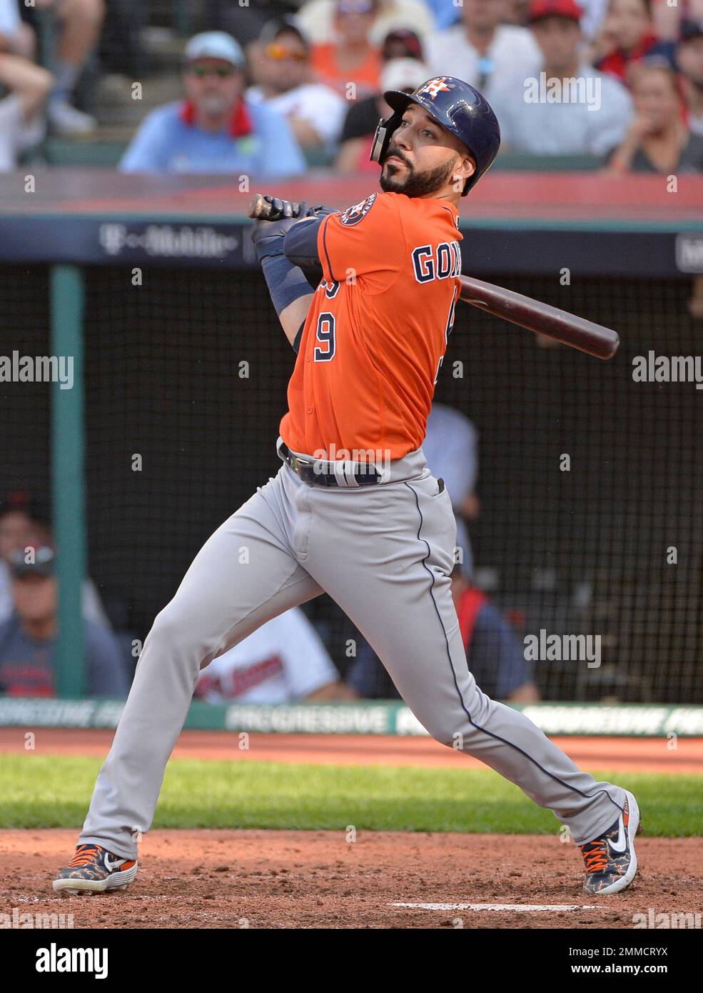 Houston Astros' Marwin Gonzalez hits a two-run double in the seventh ...