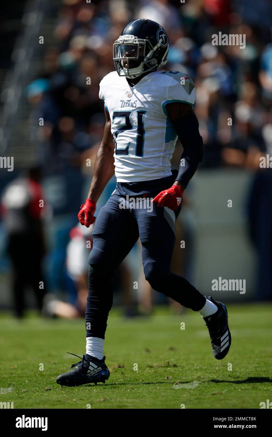 Tennessee Titans cornerback Malcolm Butler (21) celebrates after a sack ...
