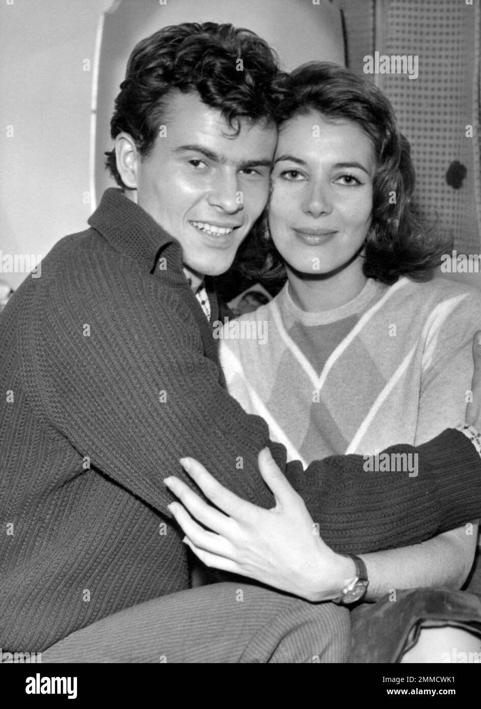 German actor Horst Buchholz and his bride to be, French model and ...