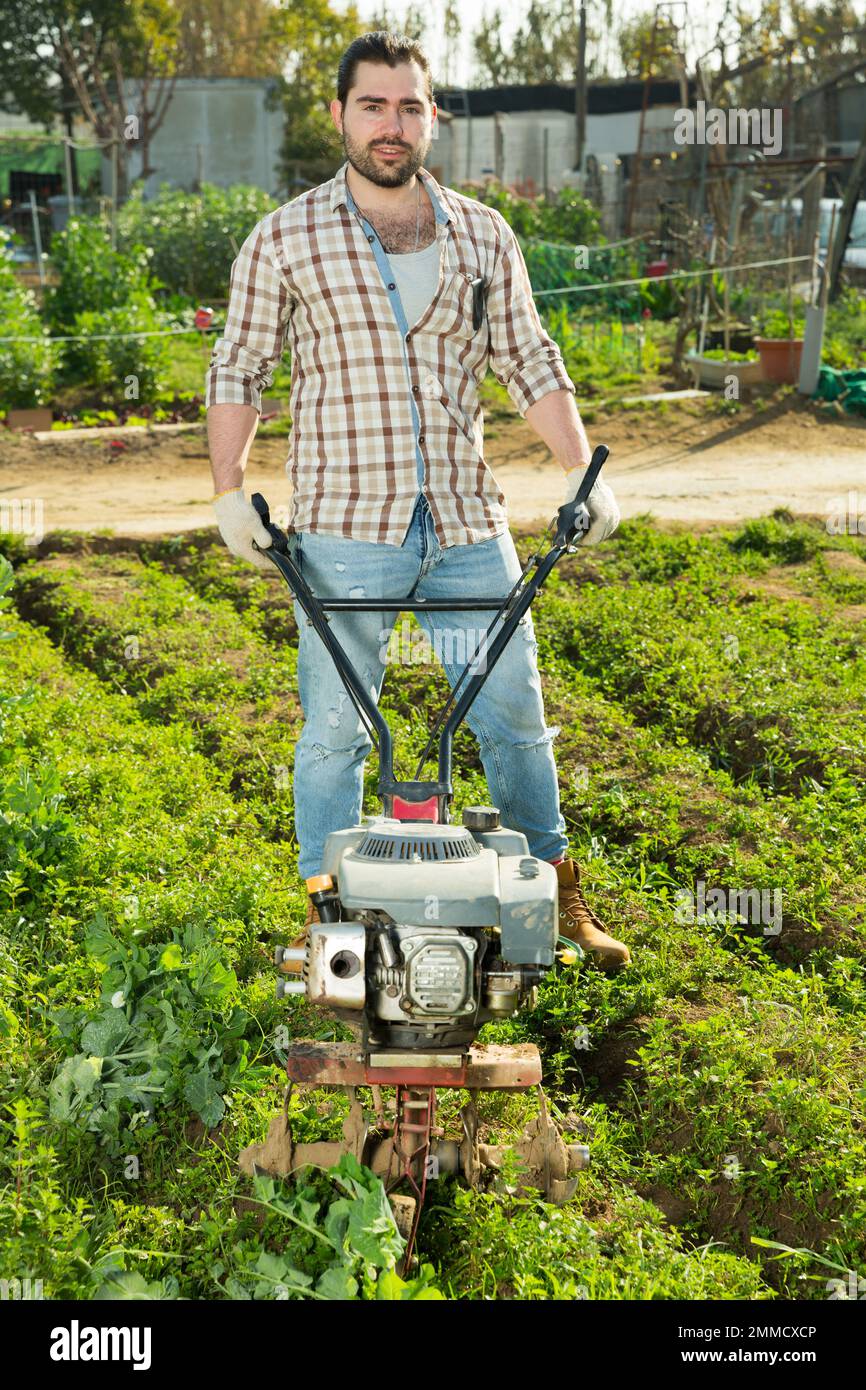 Walking tractor plough hi-res stock photography and images - Alamy