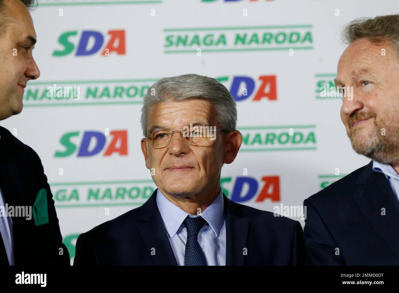 Candidate of Party for Democratic Action Sefik Dzaferovic, center ...