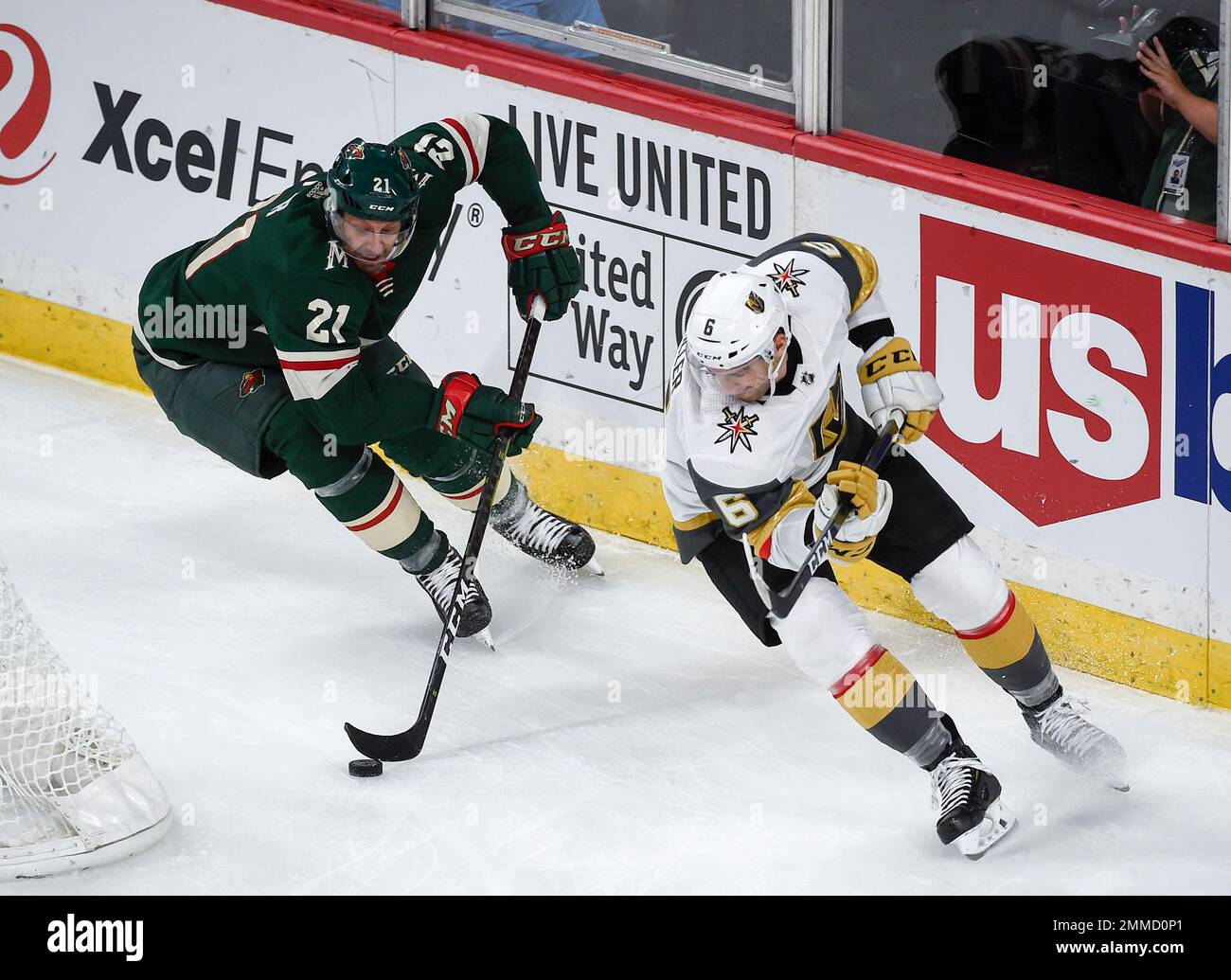Minnesota Wild center Eric Fehr (21) and Vegas Golden Knights ...