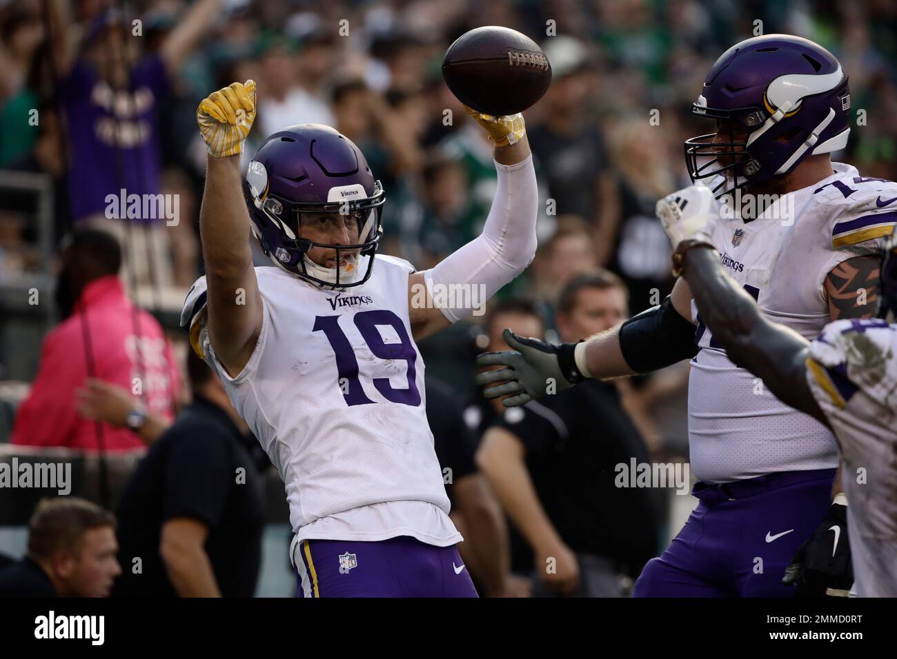 Minnesota Vikings' Adam Thielen celebrates after scoring a touchdown ...