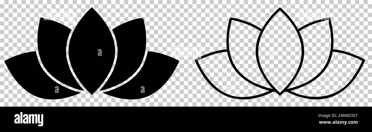 Lotus icon set. Vector illustration isolated on transparent background ...