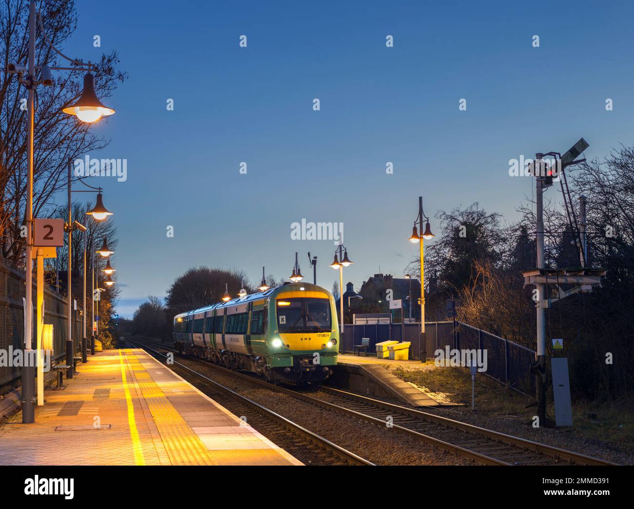East Midlands Railway class 170 Turbostar train 170924 at Creswell ...