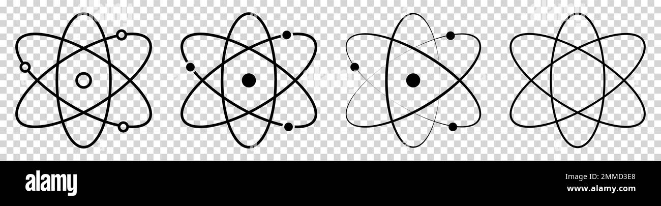 Set of atom icons. Vector illustration isolated on transparent ...