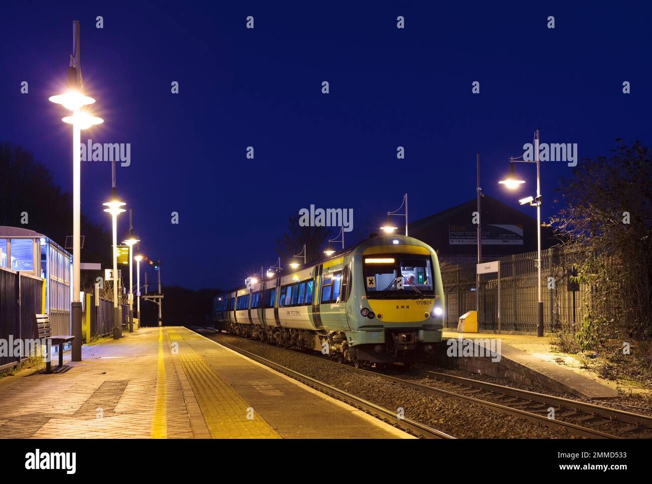 East Midlands Railway class 170 Turbostar train 170924 at Creswell ...