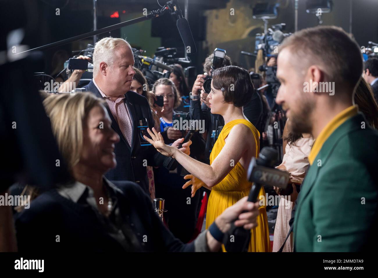 Claire Foy and Ryan Gosling attend the "First Man" premiere at the ...