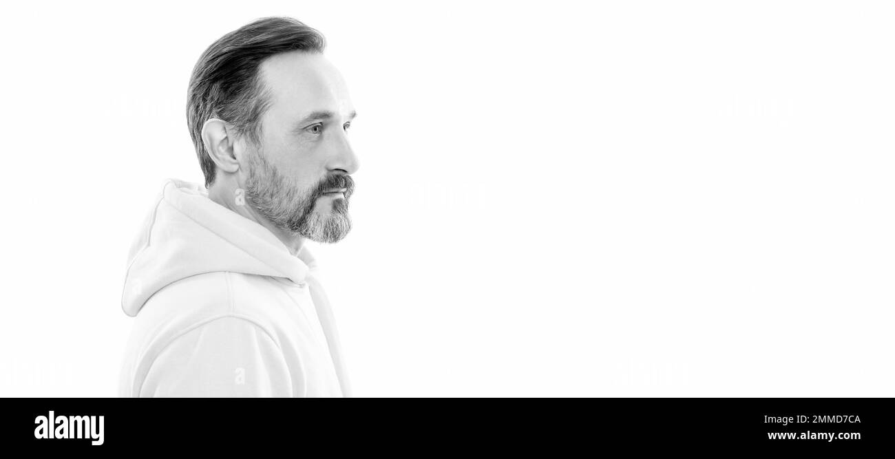 Man profile on white background senior Black and White Stock Photos ...