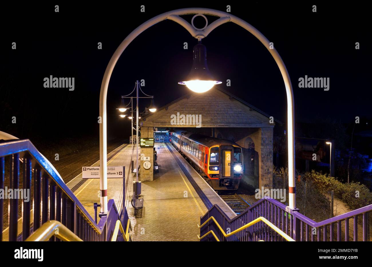 East Midlands Railway class 158 DMU 158858 at Mansfield Woodhouse ...