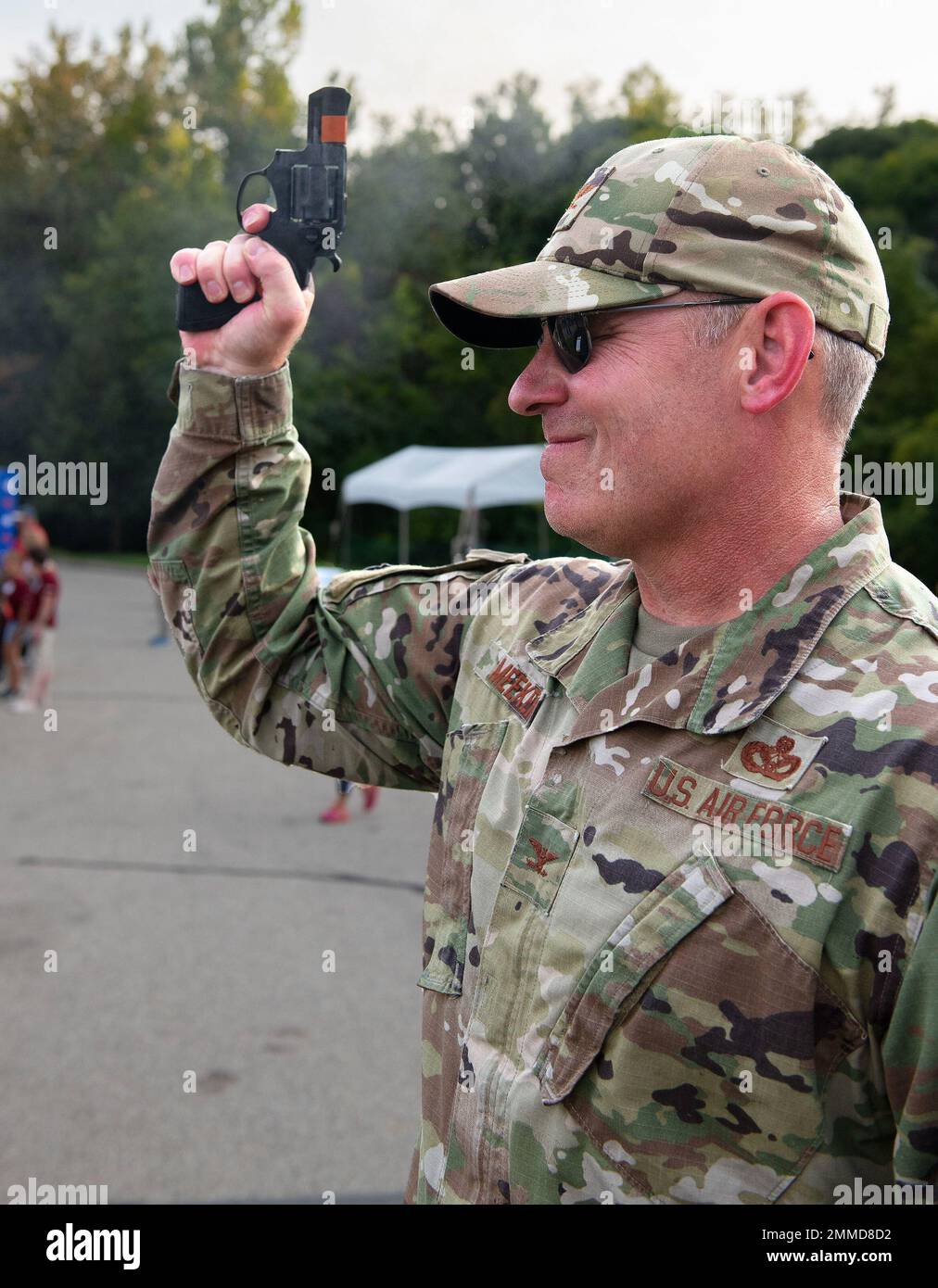 Col. Christopher Meeker, 88th Air Base Wing and installation commander, fires the starting ...